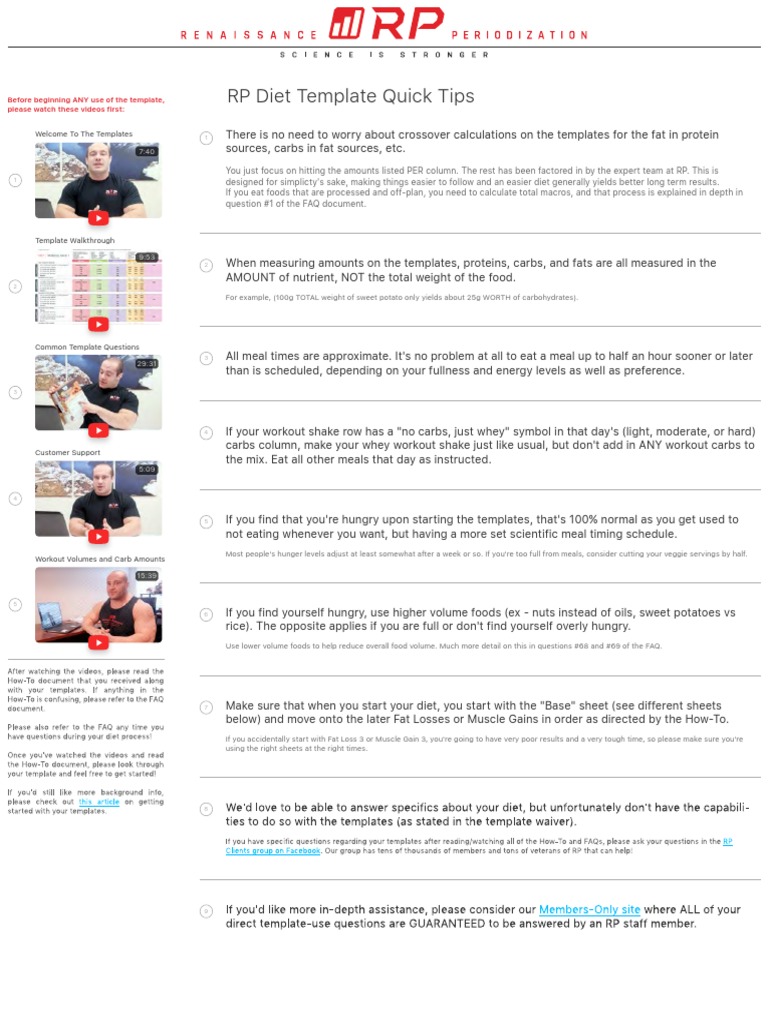 RP Diet Template Quick Tips: Welcome To The Templates | Download Free ...