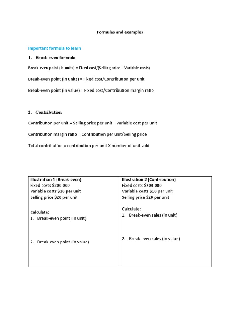 Important Formula To Learn: Formulas and Examples | PDF | Accounting ...