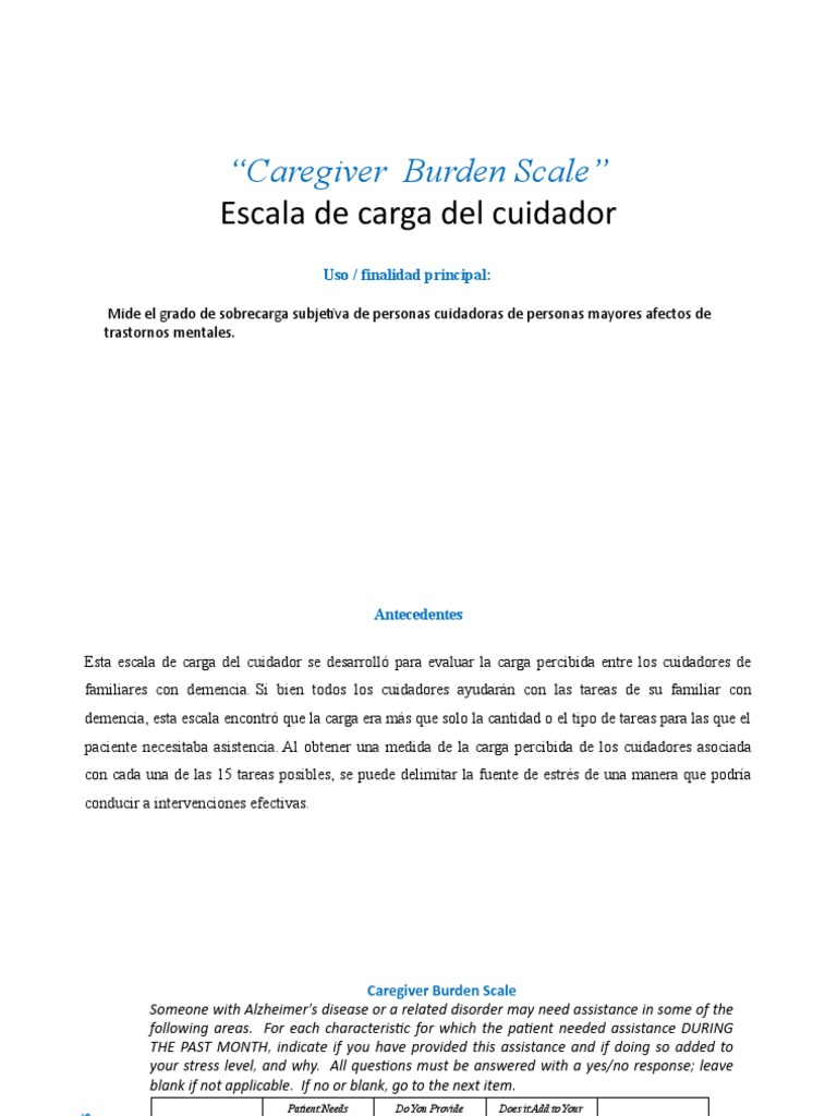 Caregivers Burden Scale | PDF