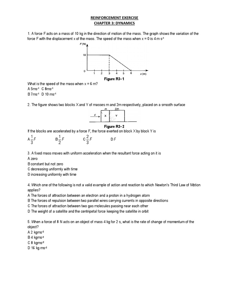 Reinforcement Exercise Chapter 3 | Download Free PDF | Force | Friction