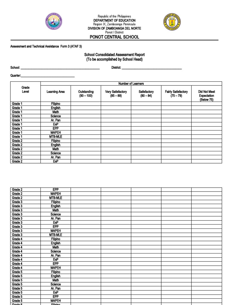 School Assessment Report for Grades 1-6 | PDF