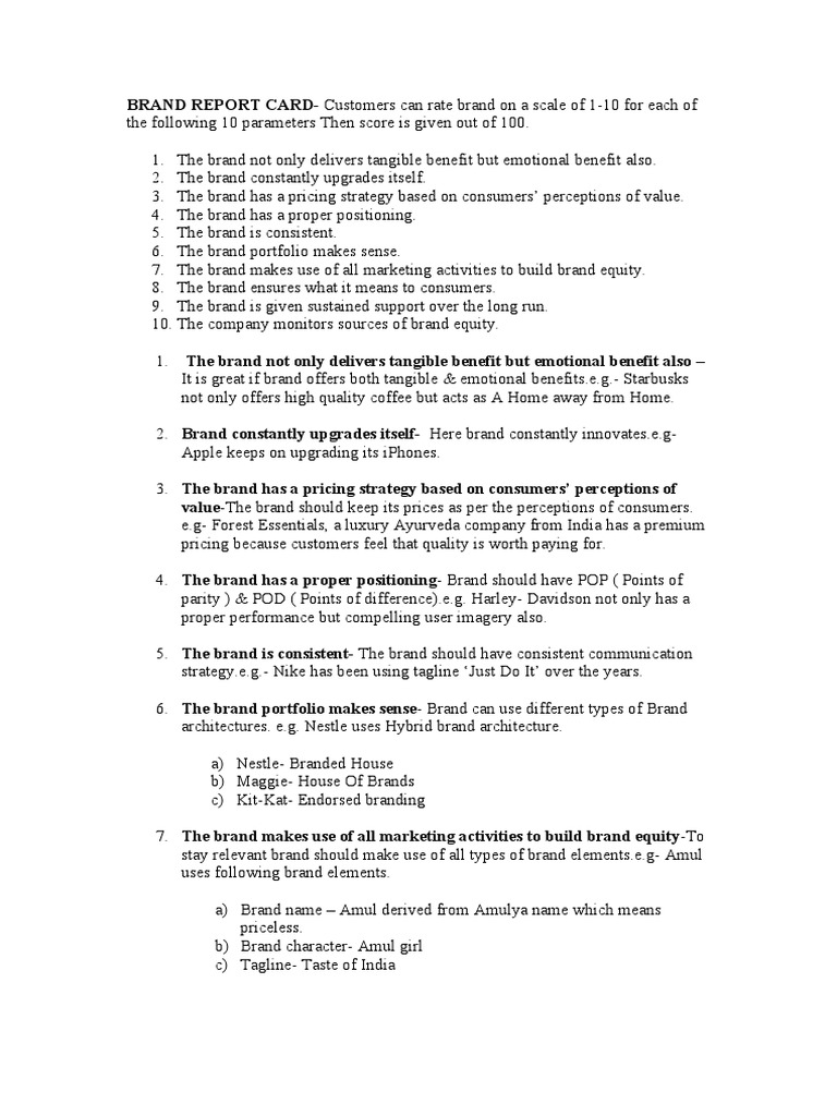 Chapter 8 - Brand Report Card | PDF | Brand | Pricing