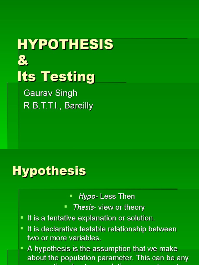 Hypothesis Testing | PDF | Statistical Hypothesis Testing | Type I And ...