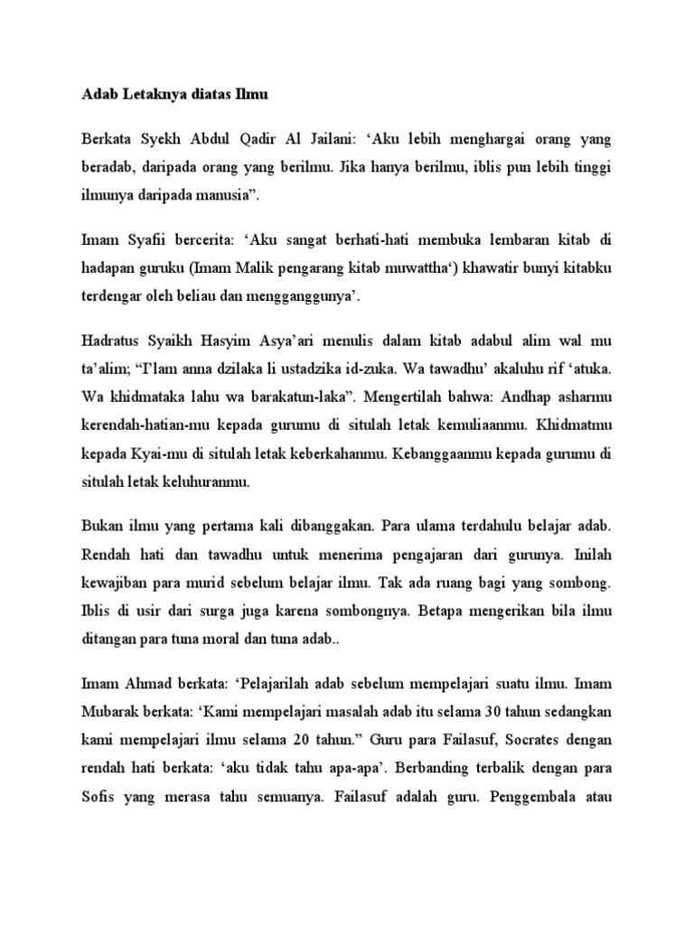 Adab diatas Ilmu | PDF Adab diatas Ilmu | PDF