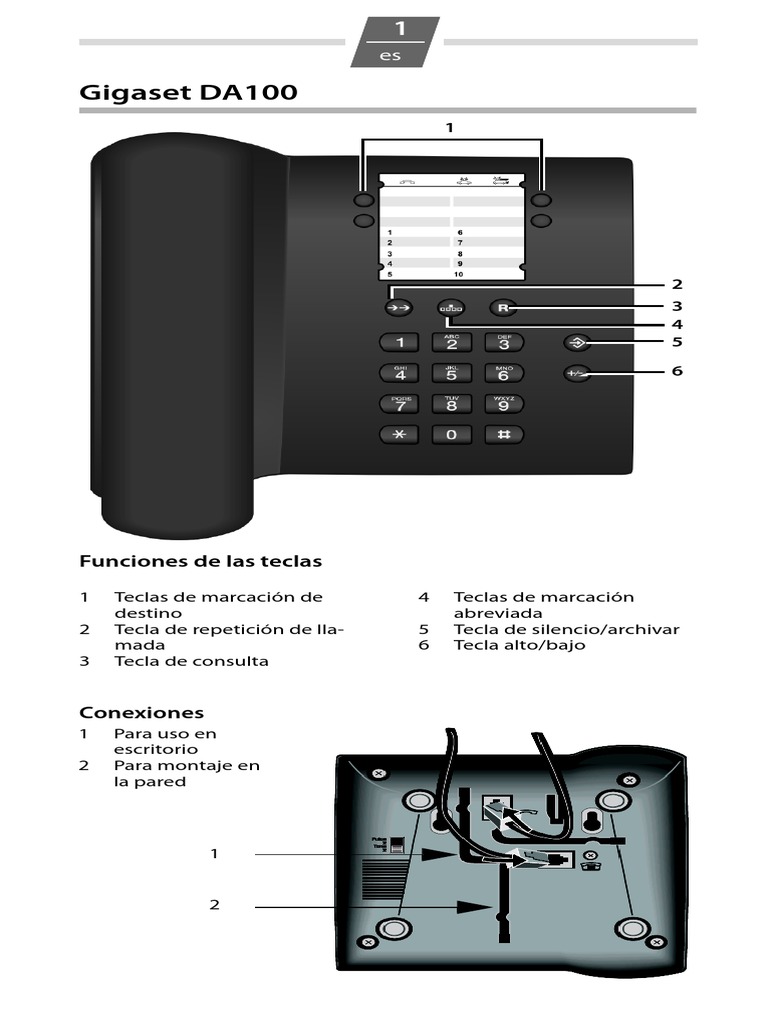 Gigaset DA100: Funciones de Las Teclas | PDF | Teléfono | Comunicación oral