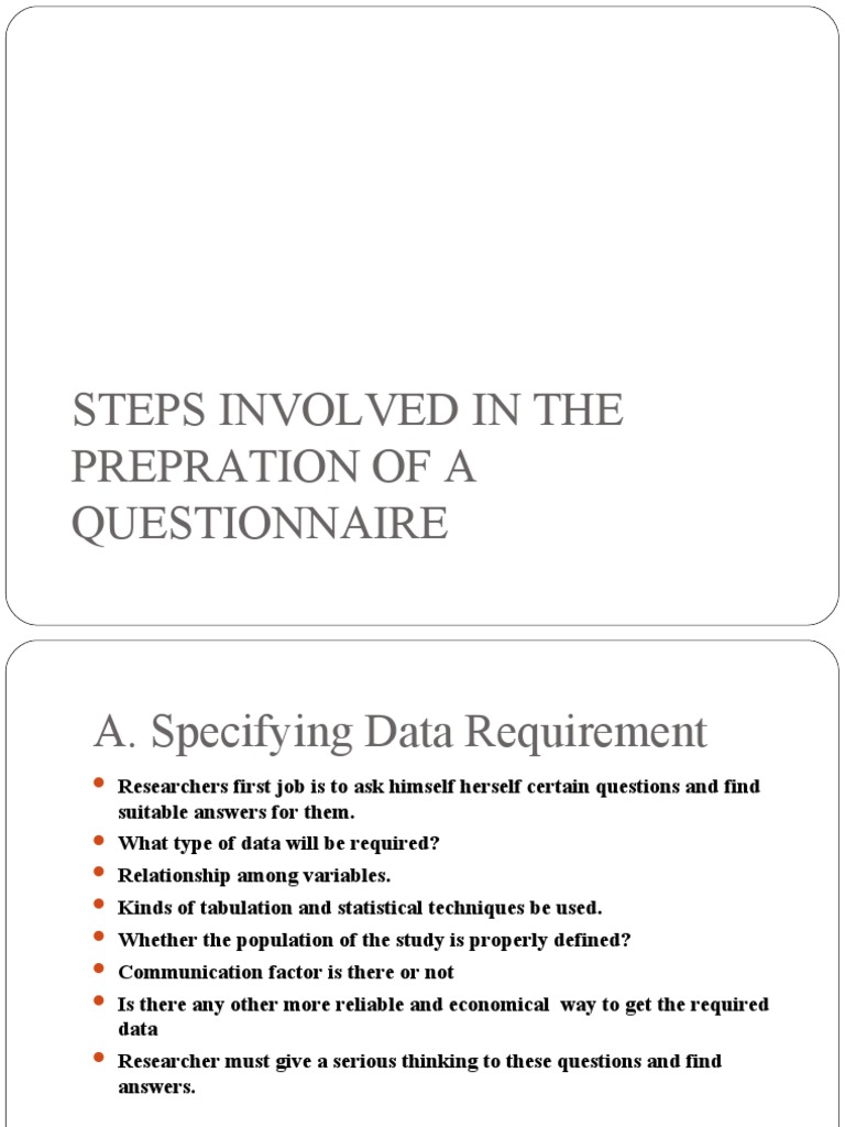 Steps of Questionnaire | PDF | Question | Questionnaire