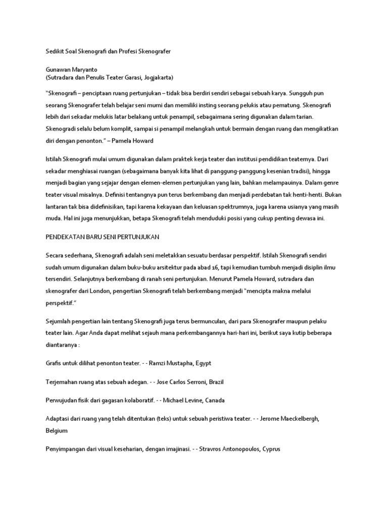 Skenografi: Seni dan Peran Skenografer | PDF | Seni