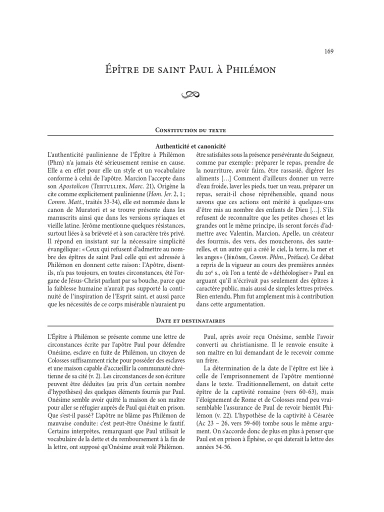 Phi Lemon | PDF | Paul l'apôtre | Épître à Philémon