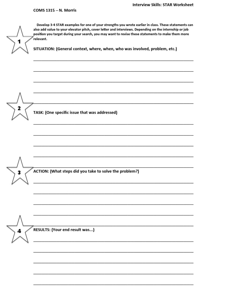 STAR Worksheet Interviewing Skills | PDF | Cognition