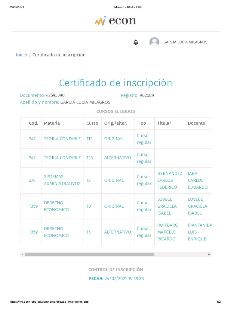 Miecon - UBA - FCE | PDF