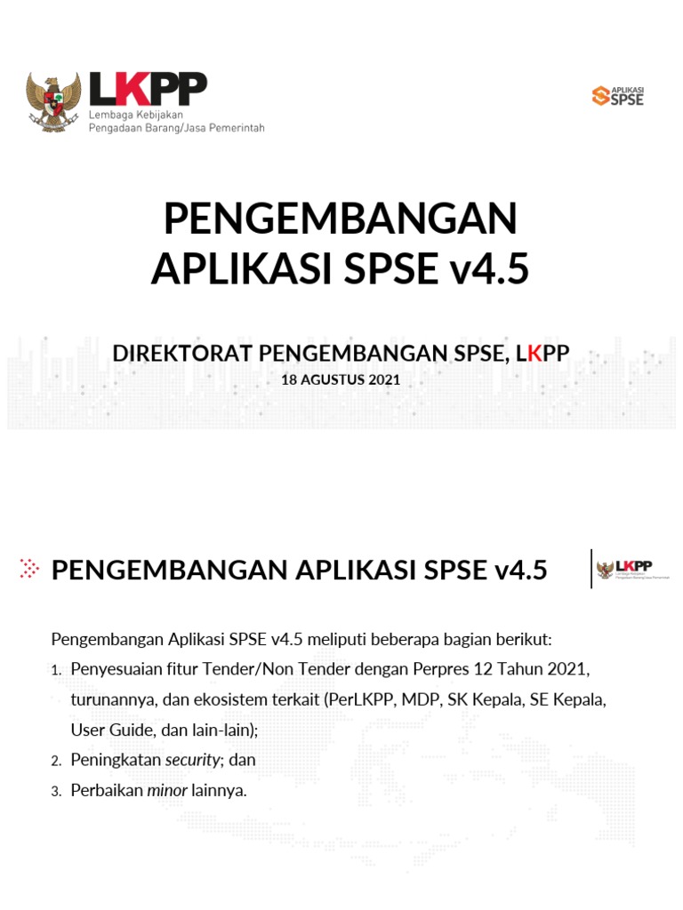 Pengembangan Aplikasi SPSE v4.5 | PDF | Komputer | Teknologi & Rekayasa