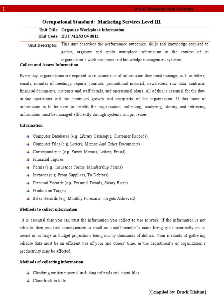 Organizing Workplace Information Efficiently | PDF | Information | Data