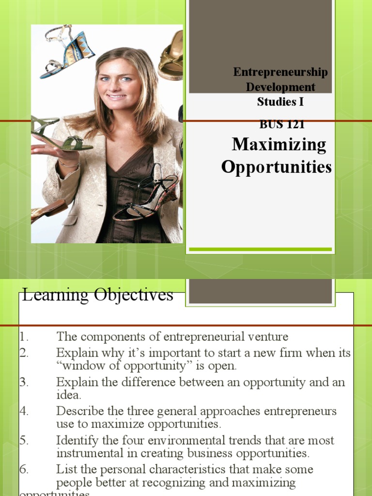 Maximizing Opportunities: Entrepreneurship Development Studies I ...