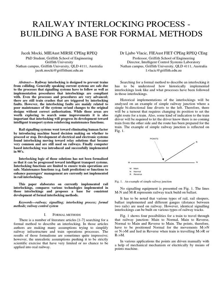 Railway Interlocking Process - Building A Base For Formal Methods | PDF | Relay | Rail Transport
