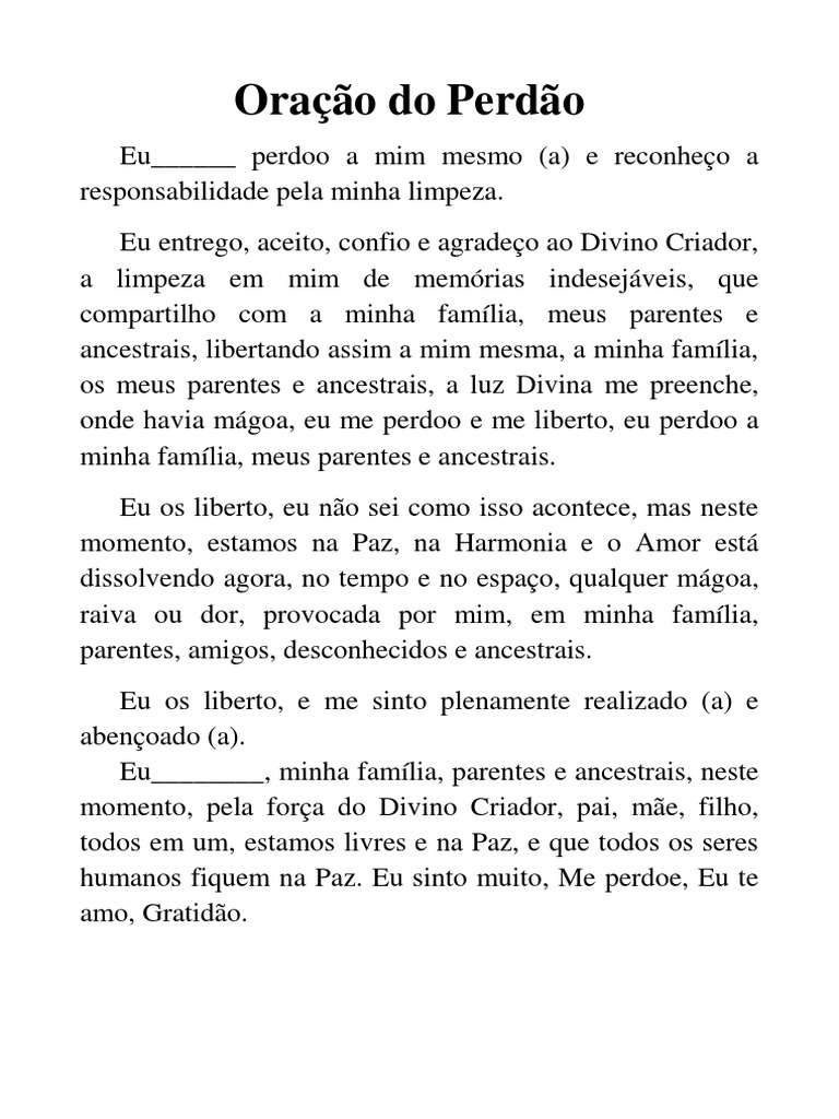 Oração Do Perdão Pdf Autoajuda