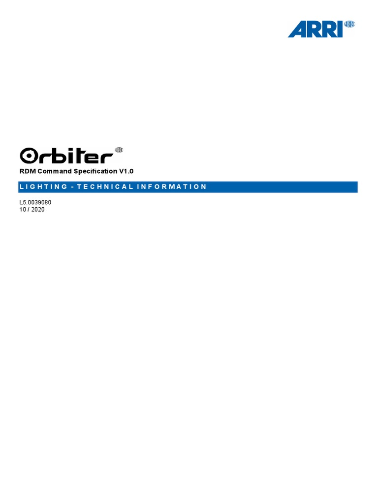 L5.0039080 - ARRI - Orbiter - RDM Command Specification - V1.0 | PDF | Computer Science ...