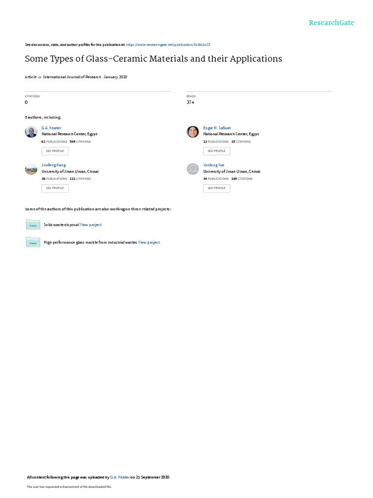 Some Types of Glass-Ceramic Materials and Their Applications | PDF ...
