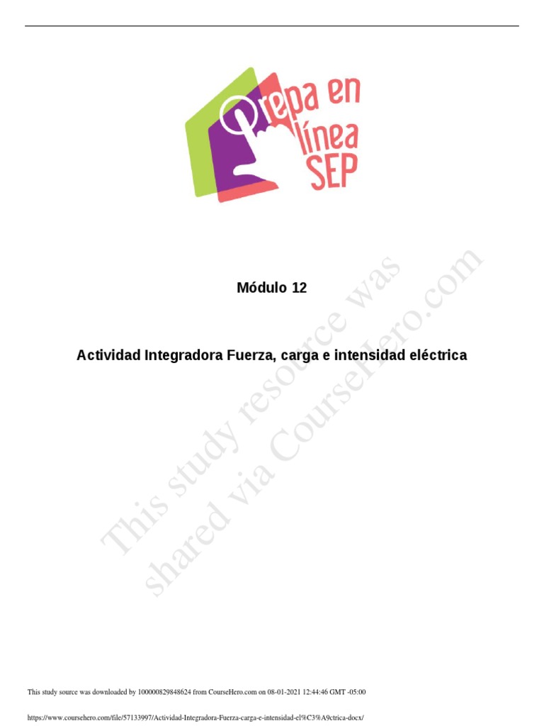 Actividad Integradora Fuerza Carga e Intensidad El Ctrica | PDF ...