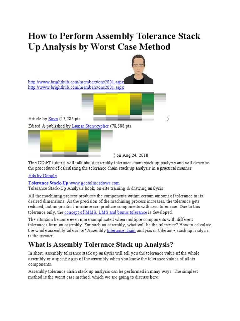 How To Perform Assembly Tolerance Stack Up Analysis by Worst Case Method | PDF | Engineering ...