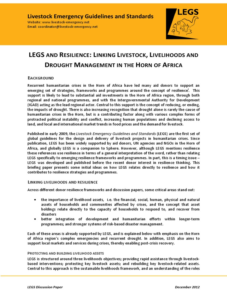 Legs R: L L, L D M H A: Livestock Emergency Guidelines and Standards ...