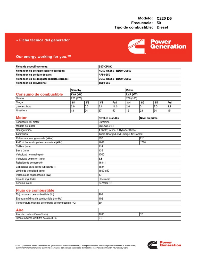 C220D5 Cummins | PDF | Cantidades fisicas | Metrología