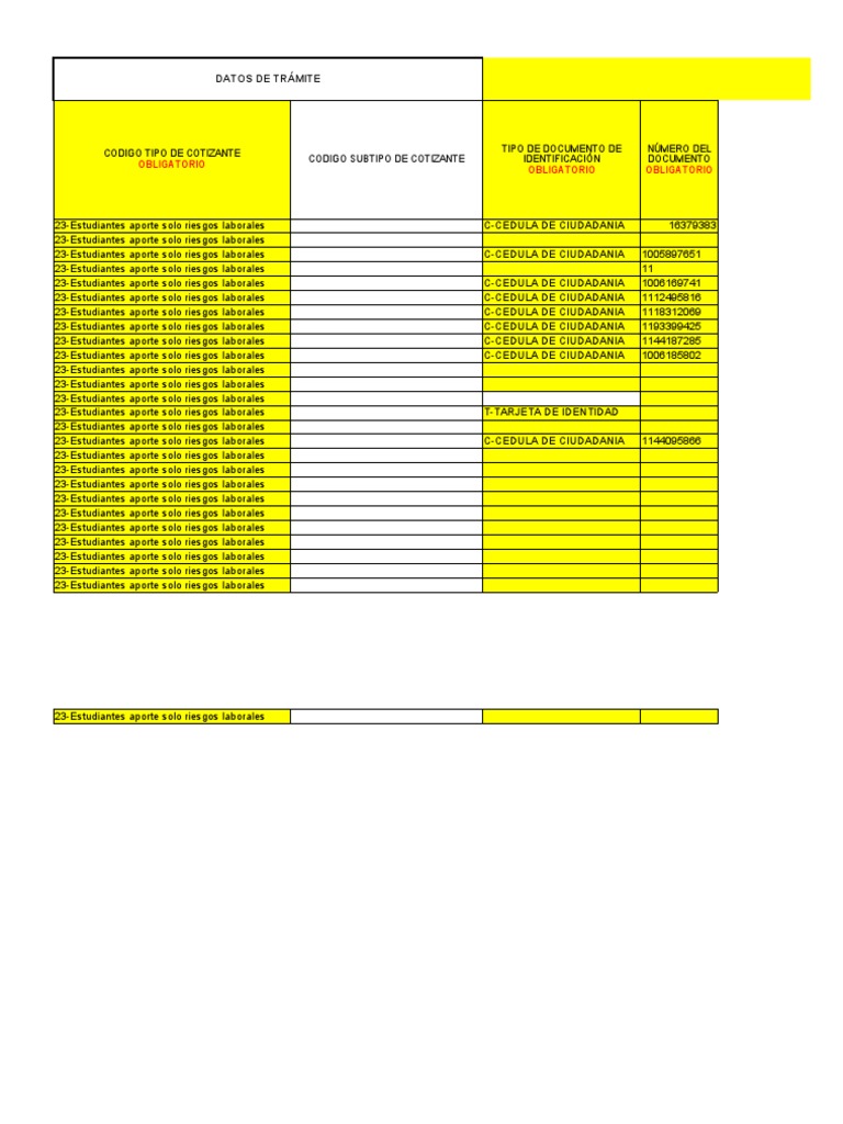 Planilla Arl Septimo | PDF | Seguro | Bolsa
