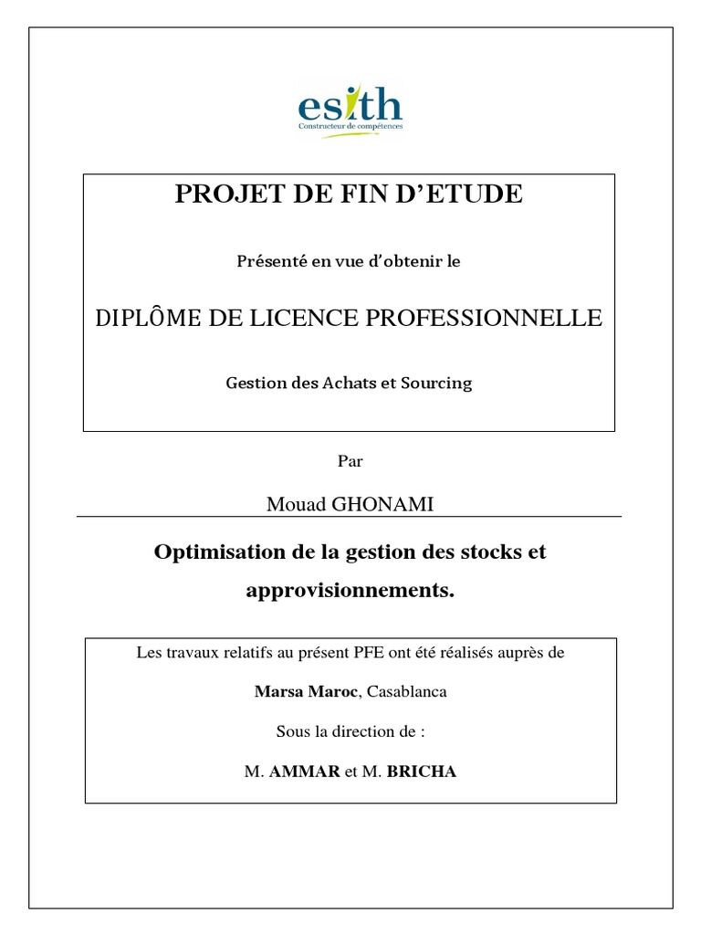PFE Marsa Maroc Mouad GHONAMI VF | PDF | Maroc | Six Sigma