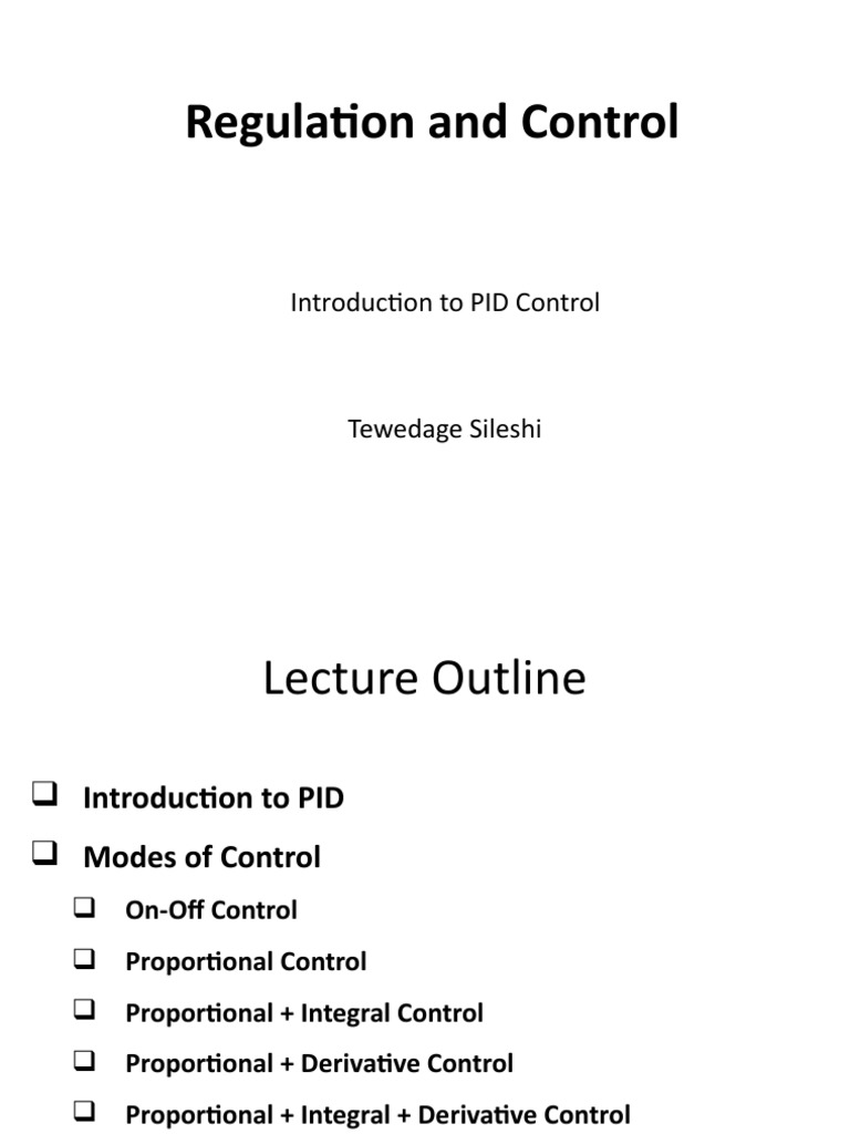 Lecture 20 Introduction To Pid Control Pdf Control Theory