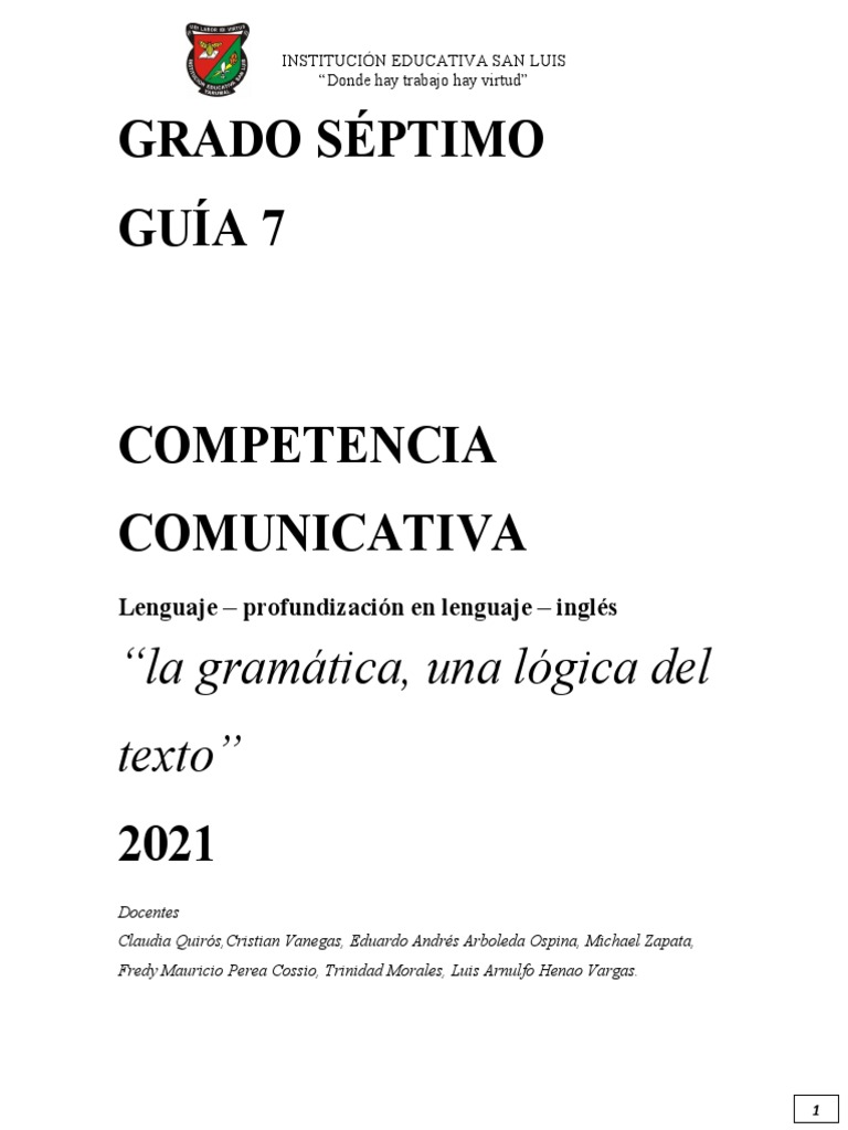 GUÍA 7 de 7mo | PDF | Gramática | Palabra