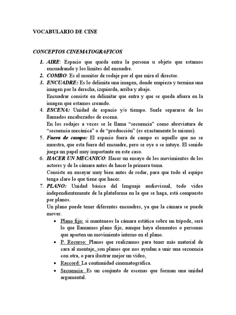 Vocabulario de Cine | PDF