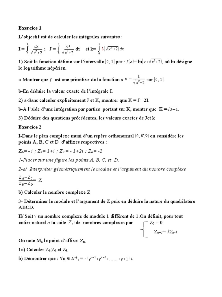 Calcul d'Intégrales et Étude de Fonctions | PDF | Intégral | Géométrie