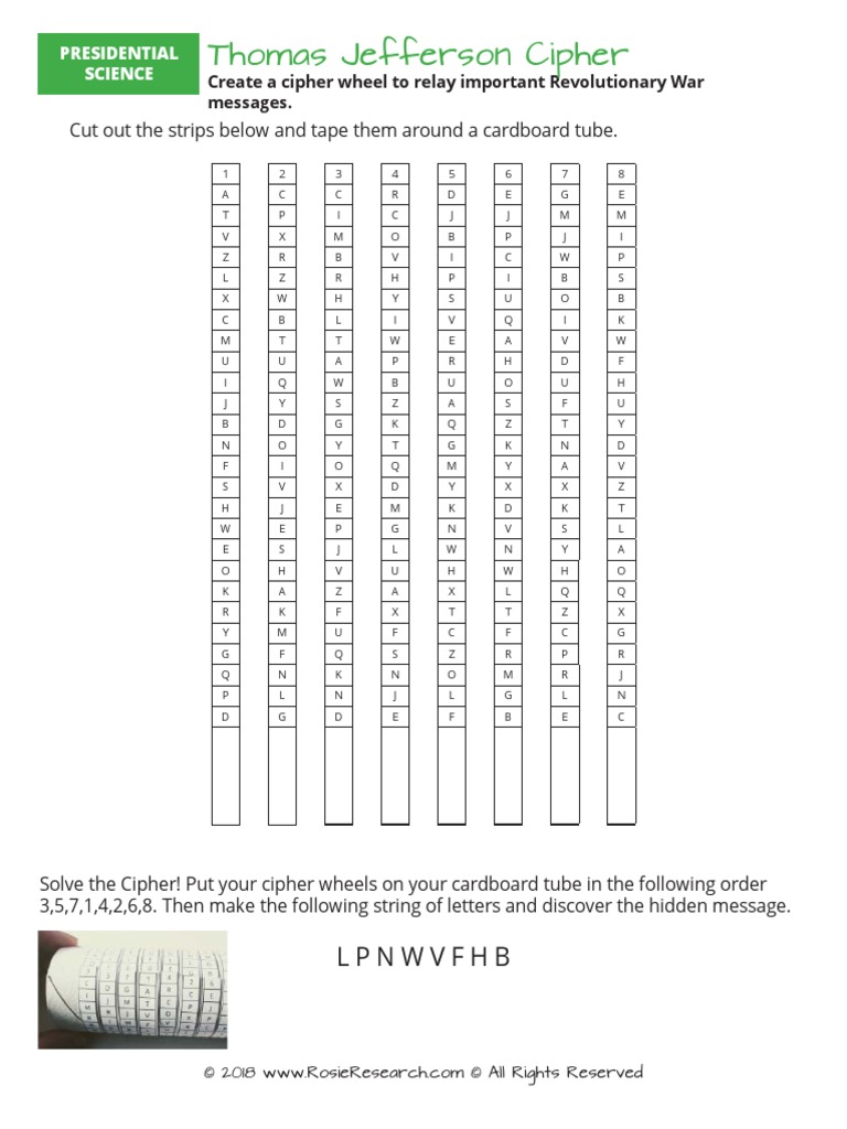Thomas Jefferson Cipher Wheel | PDF