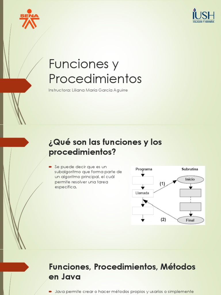 Funciones y Procedimientos | PDF | Lenguaje de programación | Java ...