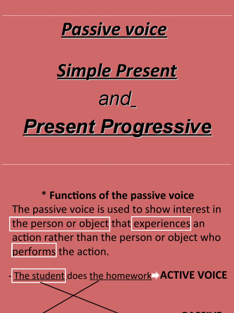 Passive Voice (Simple Present and Progressive) 1 | PDF | Verb | Subject ...