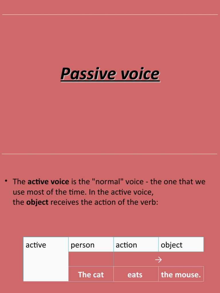 Passive Voice (All Tenses) | PDF | Perfect (Grammar) | Verb