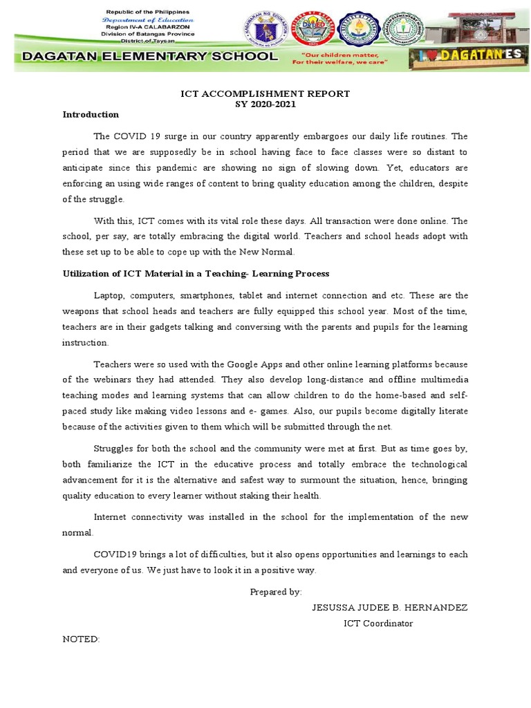 ICT Accomplishment Report SY 2020-2021 | PDF