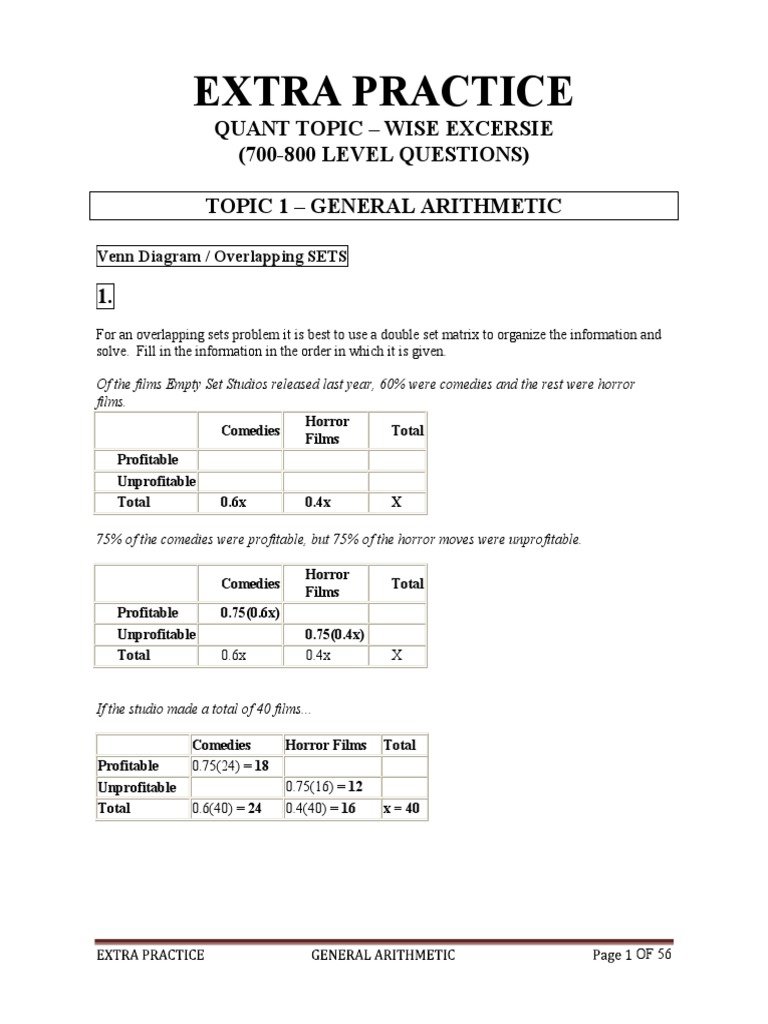 Extra Practice: Quant Topic - Wise Excersie (700-800 LEVEL QUESTIONS ...