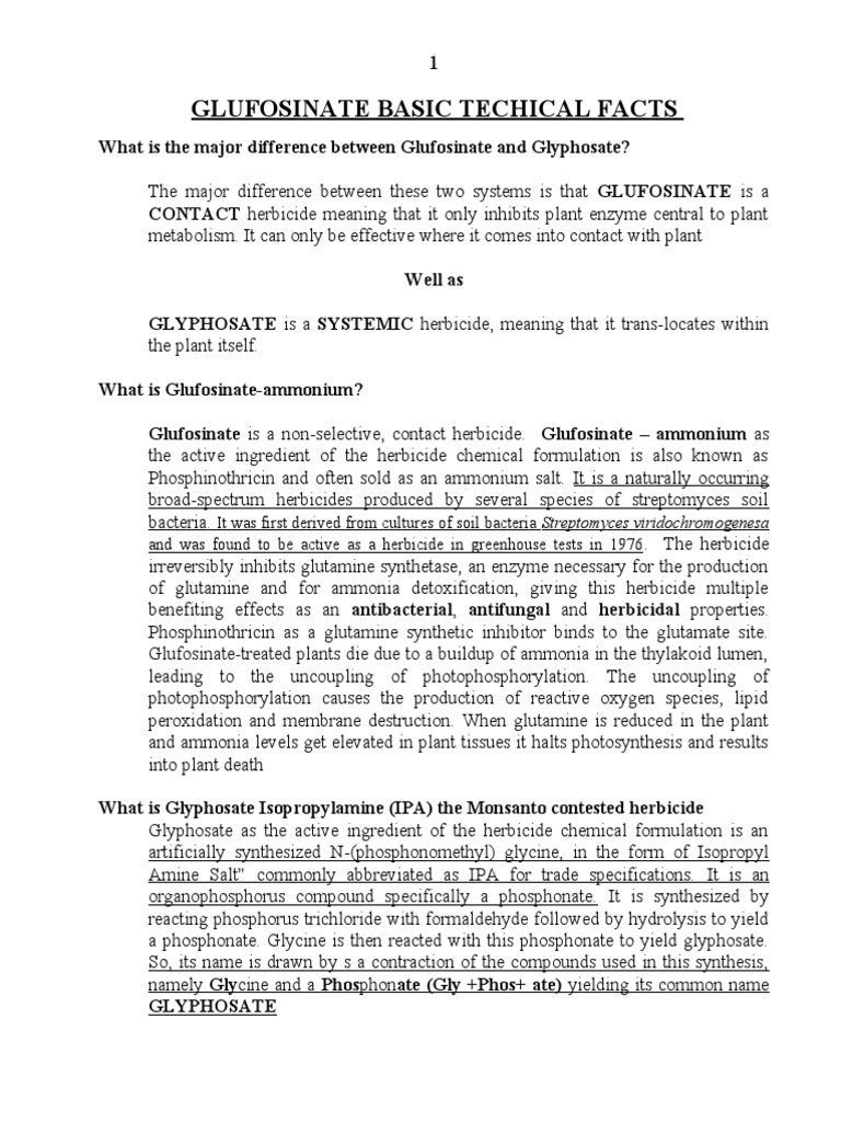 Glufosinate Basic Techical Facts | PDF | Chemistry | Biology