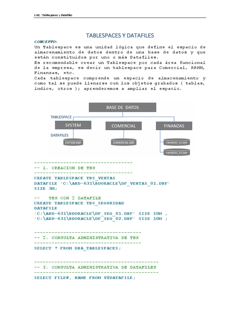 L 01 02 Tablespaces Y Datafiles Inicial Pdf 