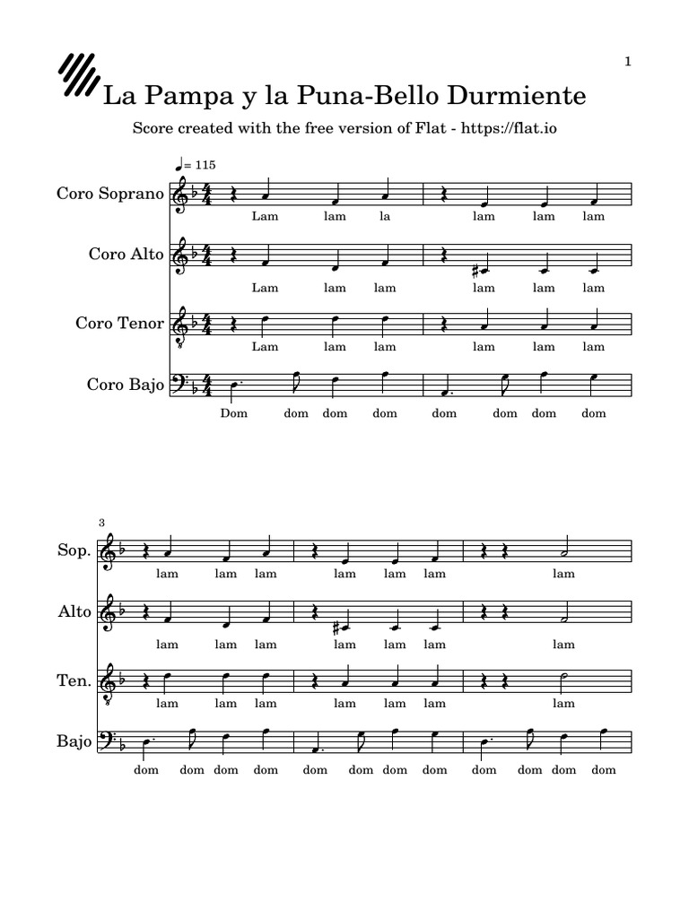 La Pampa y La Puna-Bello Durmiente | PDF | Música vocal | Musica coral