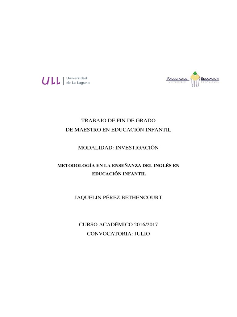 Metodologia en La Ensenanza Del Ingles en Educacion Infantil | PDF | Aquisición de idioma ...