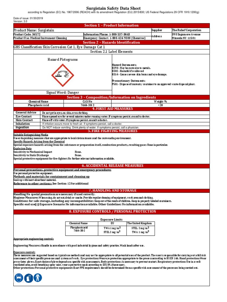 Surgistain SDS 34572 Rev03 | PDF | Personal Protective Equipment ...