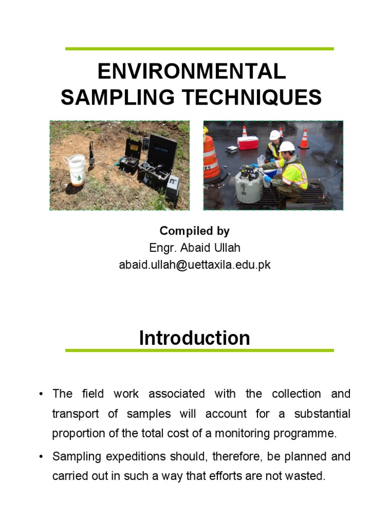 Environmental Sampling Techniques: Engr. Abaid Ullah Abaid - Ullah ...