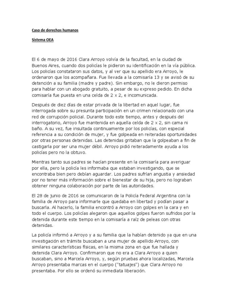 Caso DDHH OEA Clara Arroyo | PDF | Policía | Derechos humanos