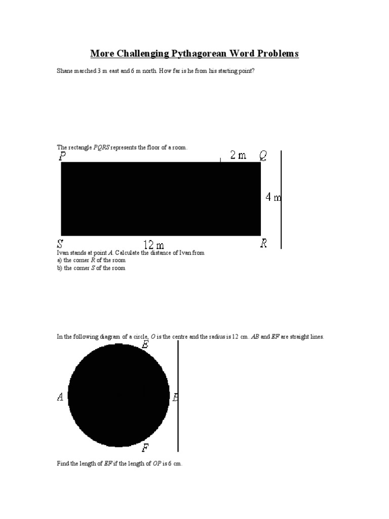 More Challenging Pythagorean Word Problems | PDF | Triangle | Mathematics