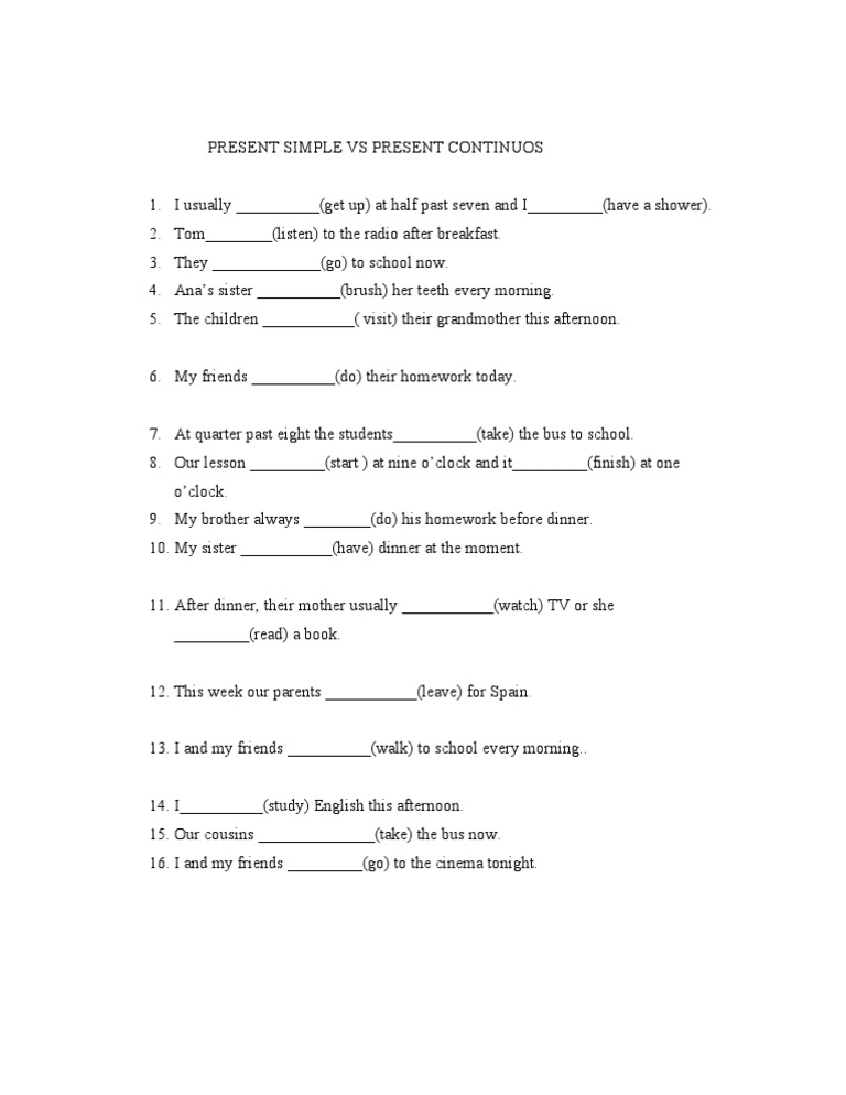 Present Simple Vs Present Continuous | PDF