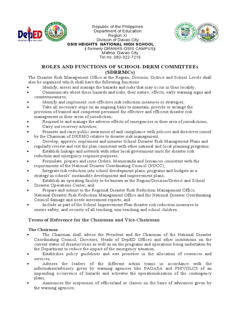 DRRM Roles and Functions | PDF | Firefighting | Emergency