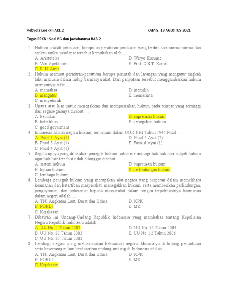 Vebyola Loe XIIAKL2-Soal PG BAB2 | PDF