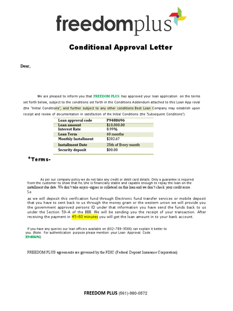 Loan Approval Letter (1) - 1 | PDF | Loans | Finance & Money Management