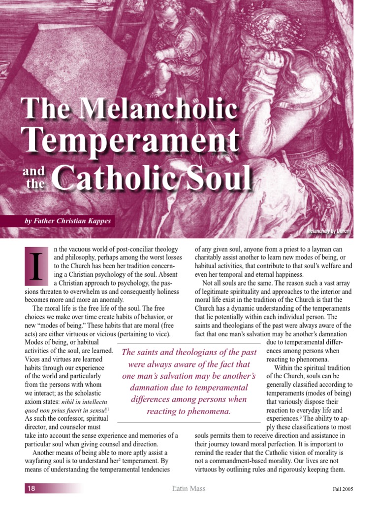 The Temperaments and the Catholic Soul: Understanding Melancholy | PDF ...